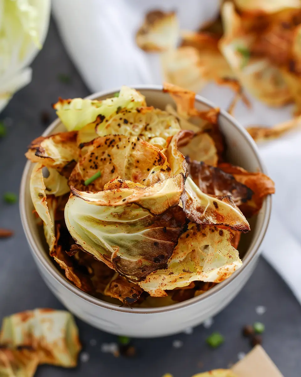 air fryer cabbage chips