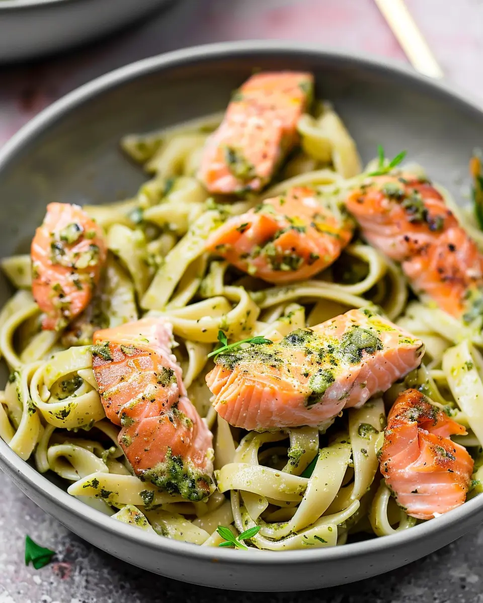 salmon pesto pasta
